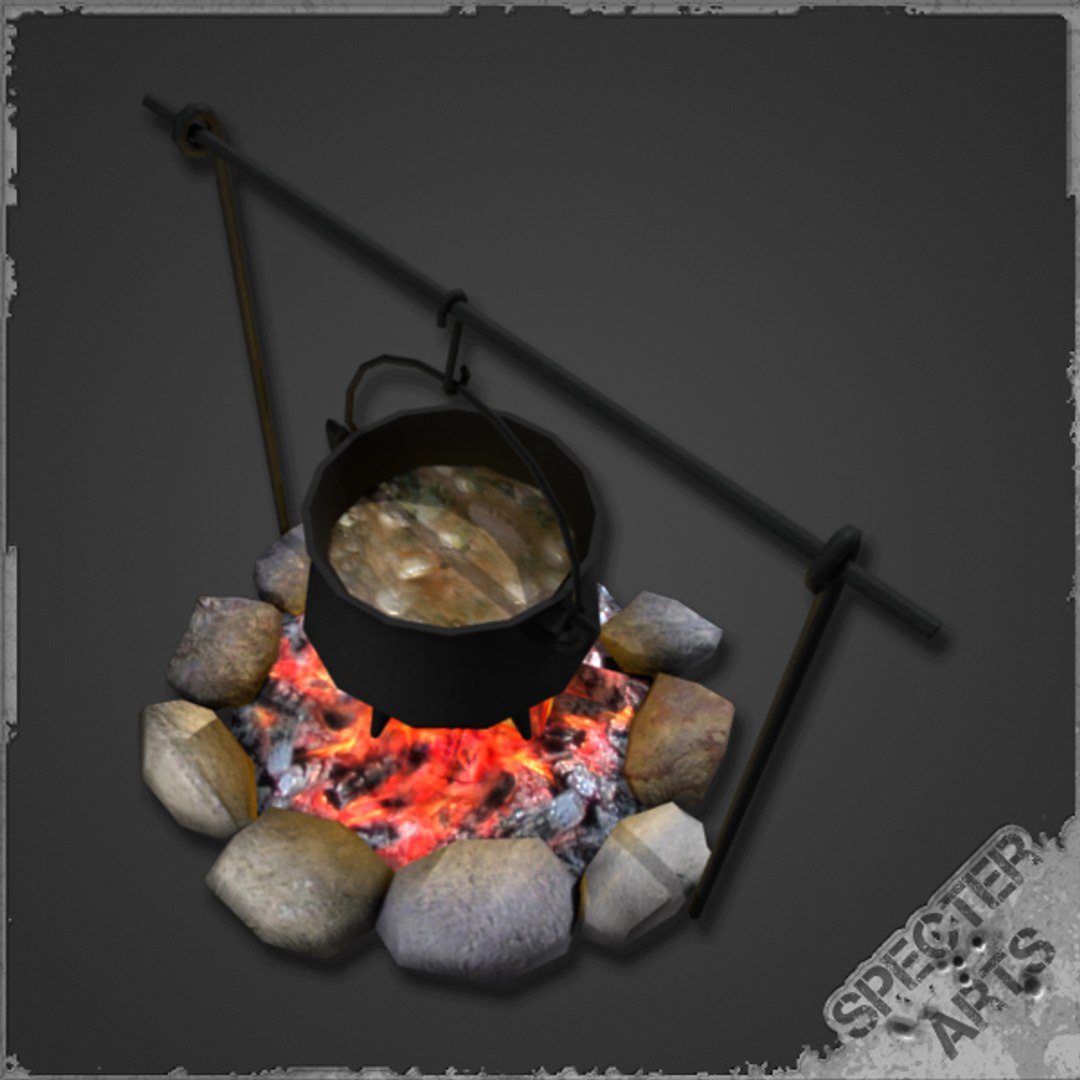 3d Seasoned Cauldron Campfire