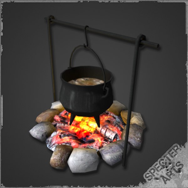 3d seasoned cauldron campfire