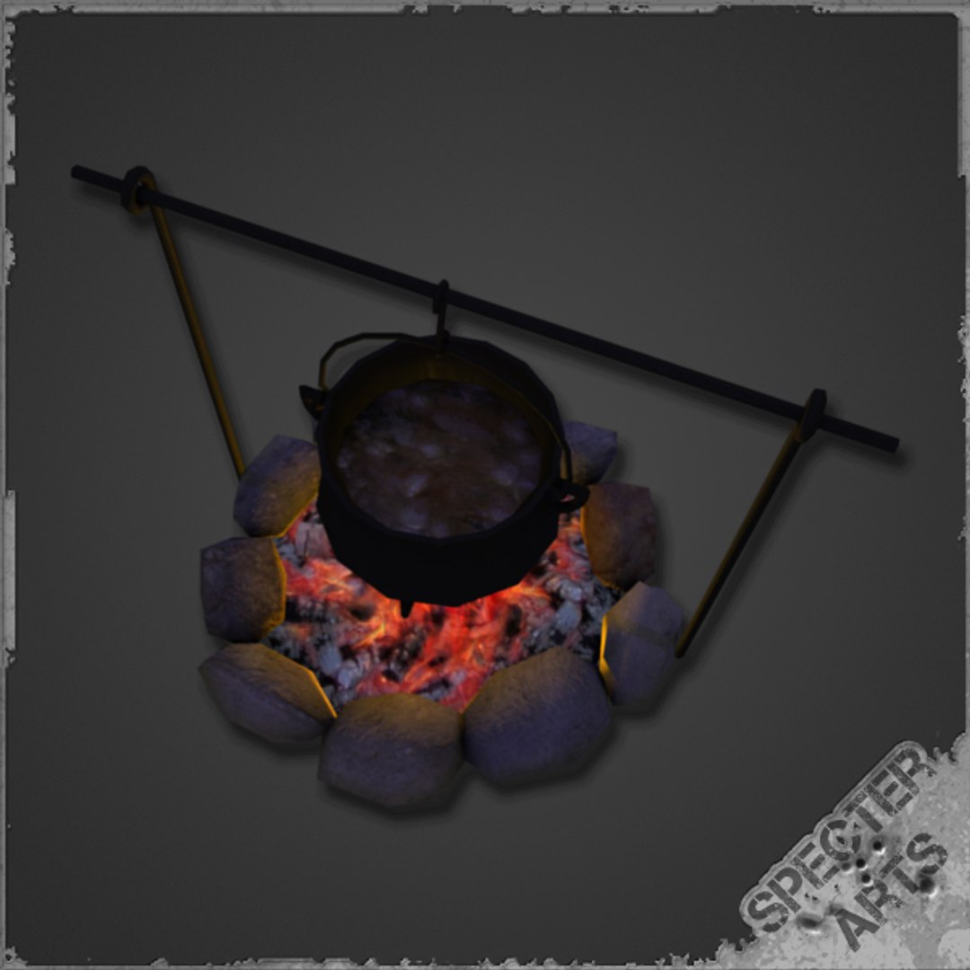 3d Seasoned Cauldron Campfire