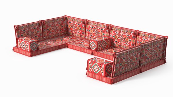 modèle 3D de Majlis arabe en forme de U rouge - TurboSquid 2517062