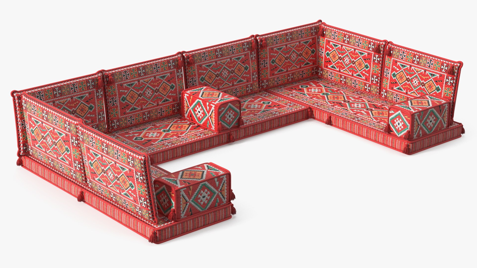 modèle 3D de Majlis arabe en forme de U rouge - TurboSquid 2517062