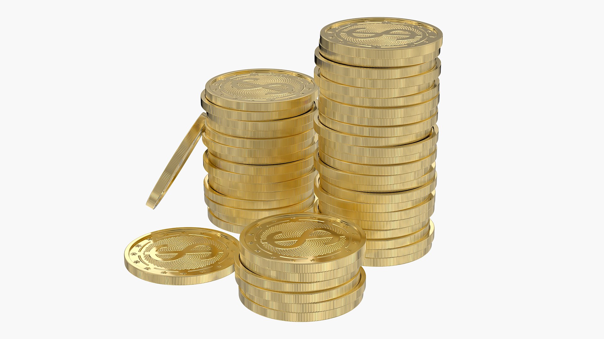 3D Dollar Gold Coin Stack 5 - TurboSquid 2275266