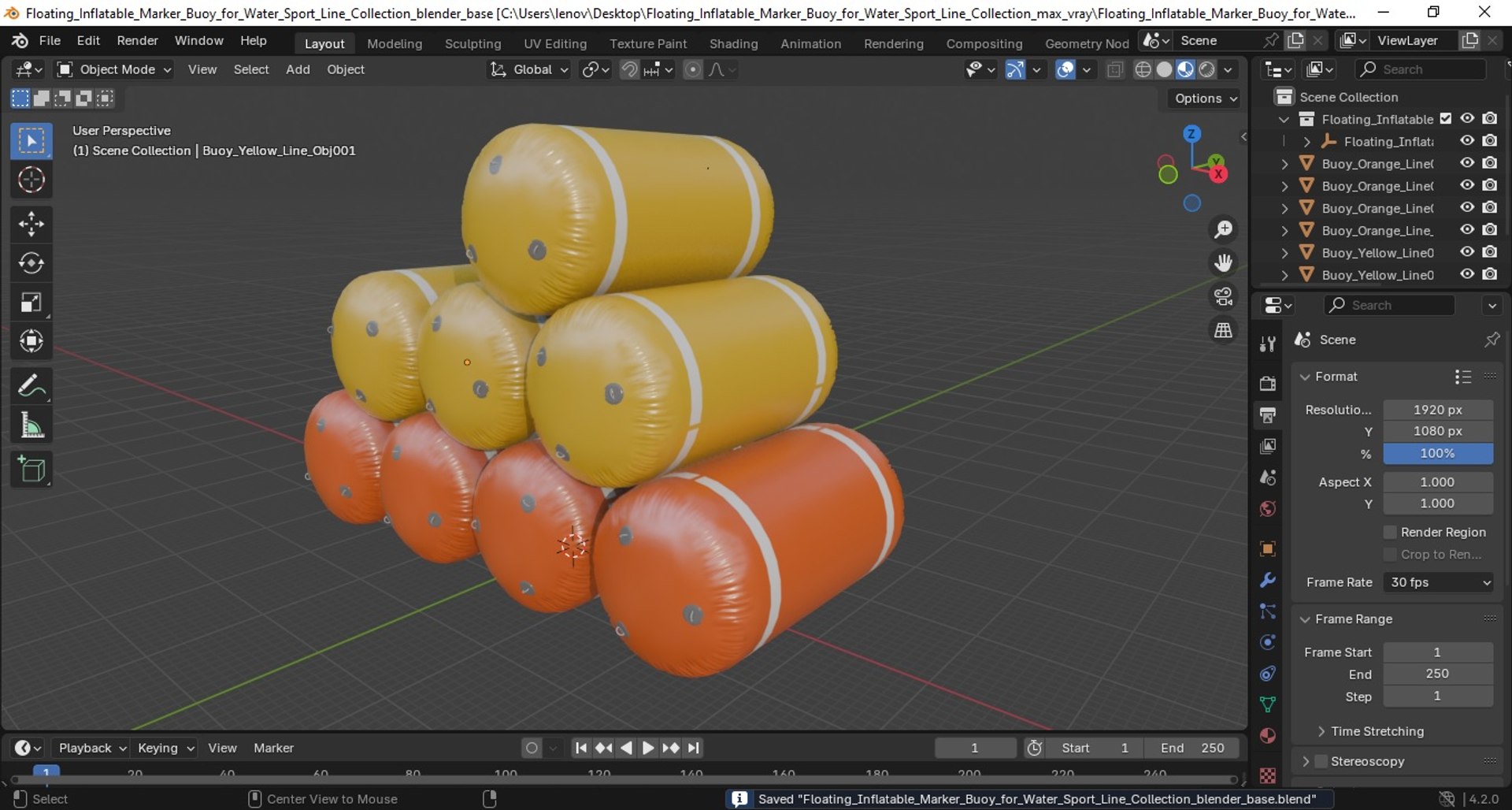 Floating Inflatable Marker Buoy For Water Sport Line Set 3D Model ...