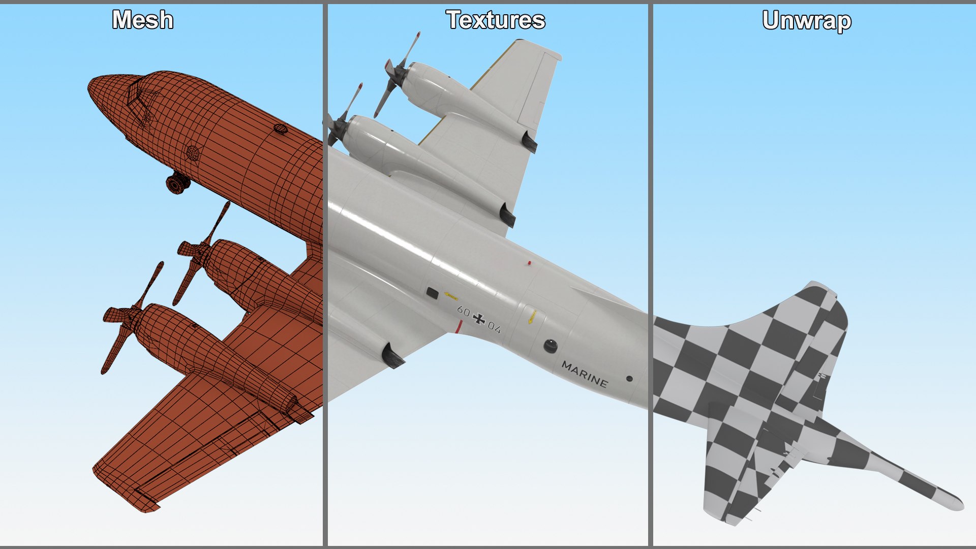 3D Model German Navy P3 Orion ASW Aircraft Simplified - TurboSquid 2381724