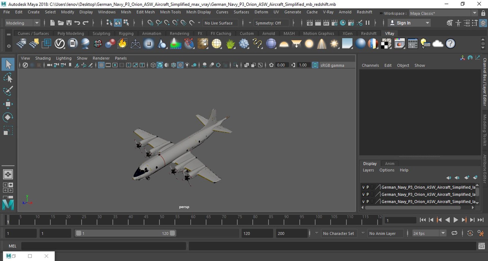 3D Model German Navy P3 Orion ASW Aircraft Simplified - TurboSquid 2381724