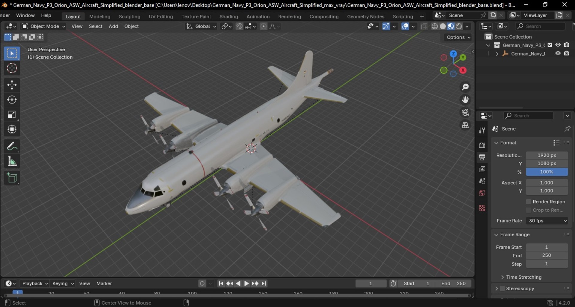 3D Model German Navy P3 Orion ASW Aircraft Simplified - TurboSquid 2381724