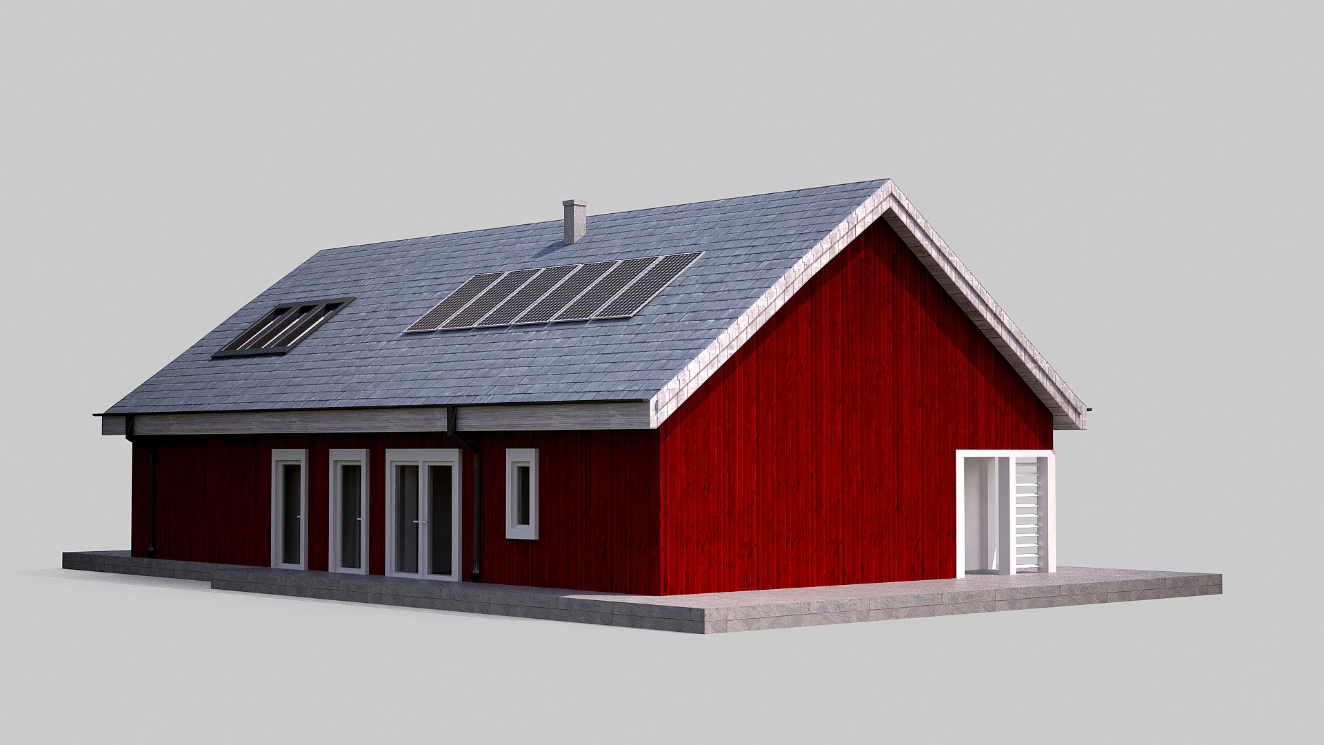 3D House Scandinavian Red Model - TurboSquid 1631407