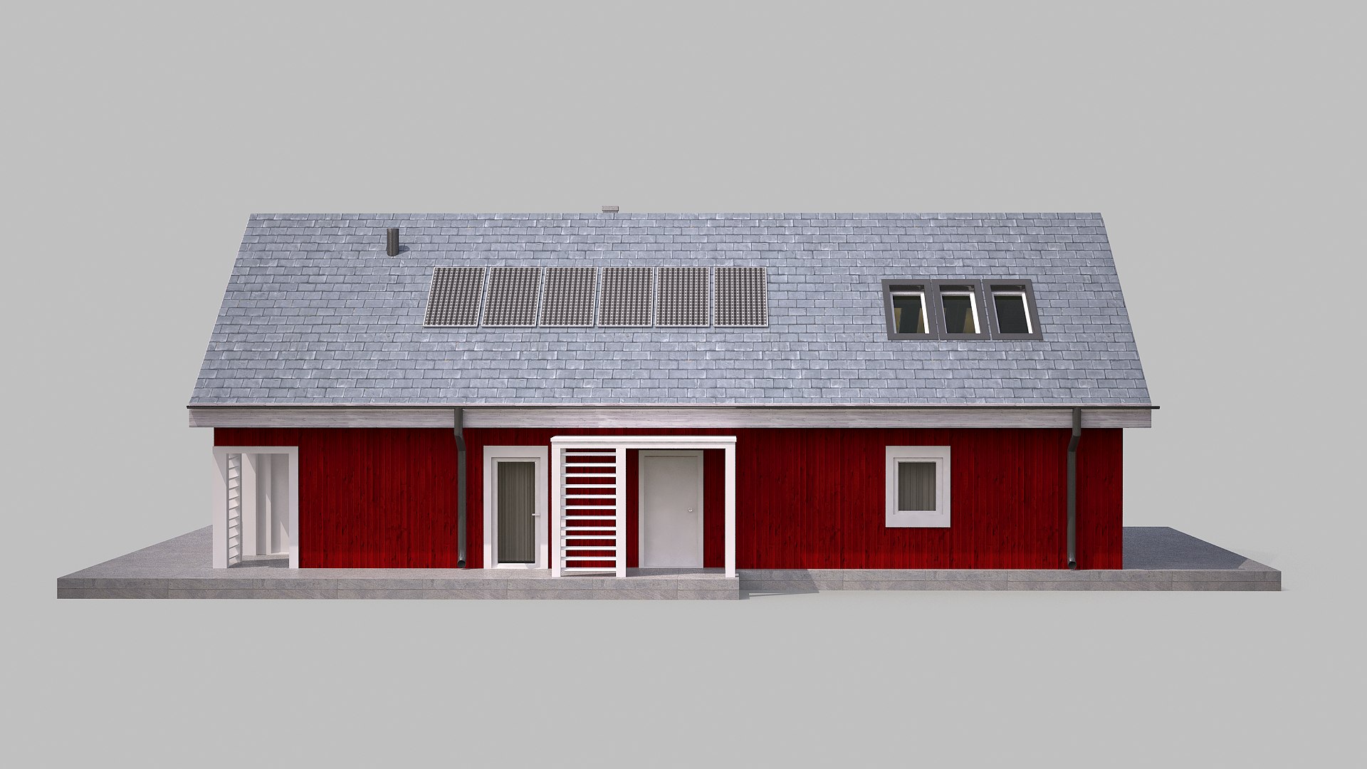 3D House Scandinavian Red Model - TurboSquid 1631407