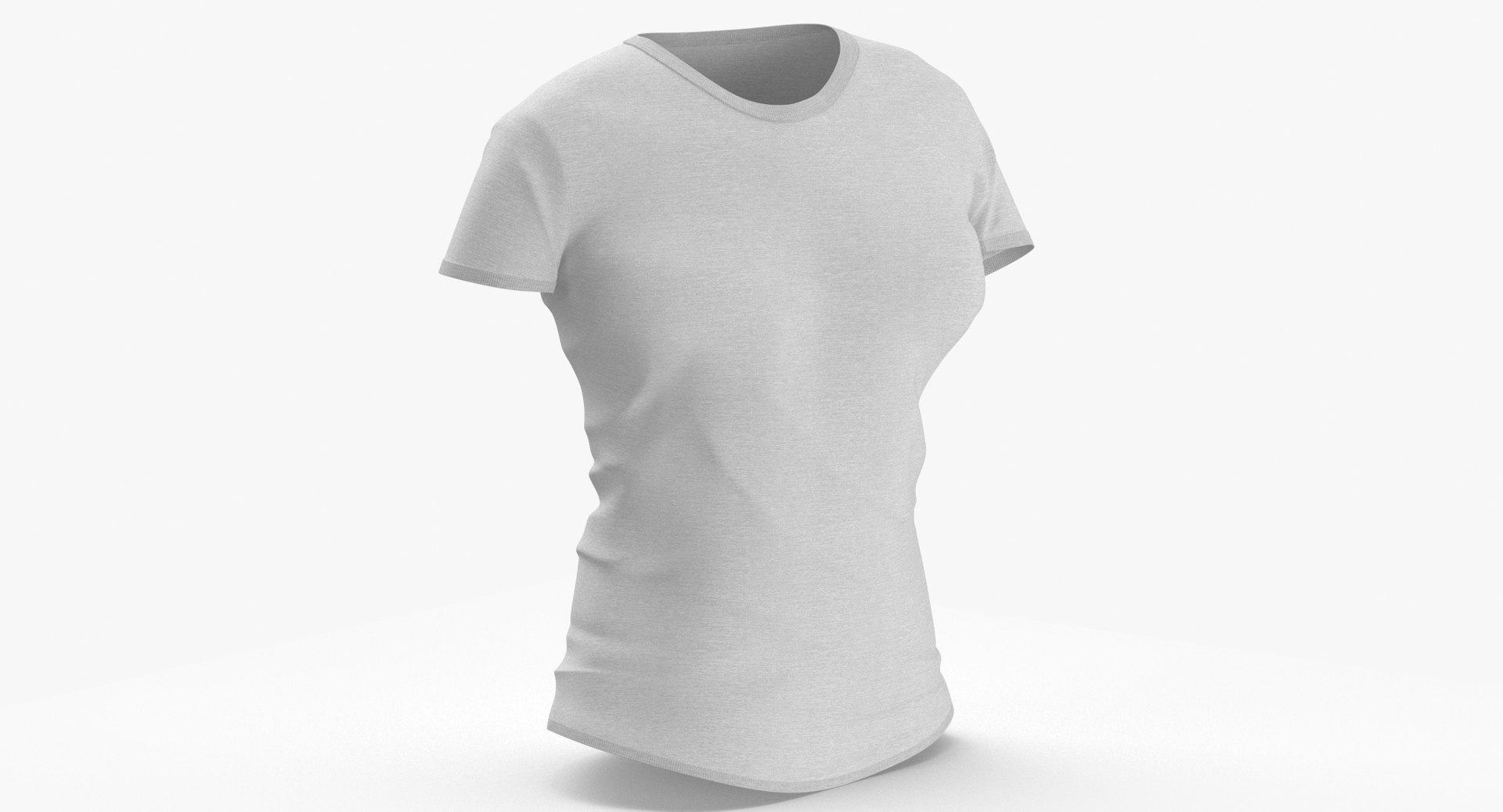 T Shirt Worn Female Crew Neck Pose 02 White Blank And Banded Heather 3D ...