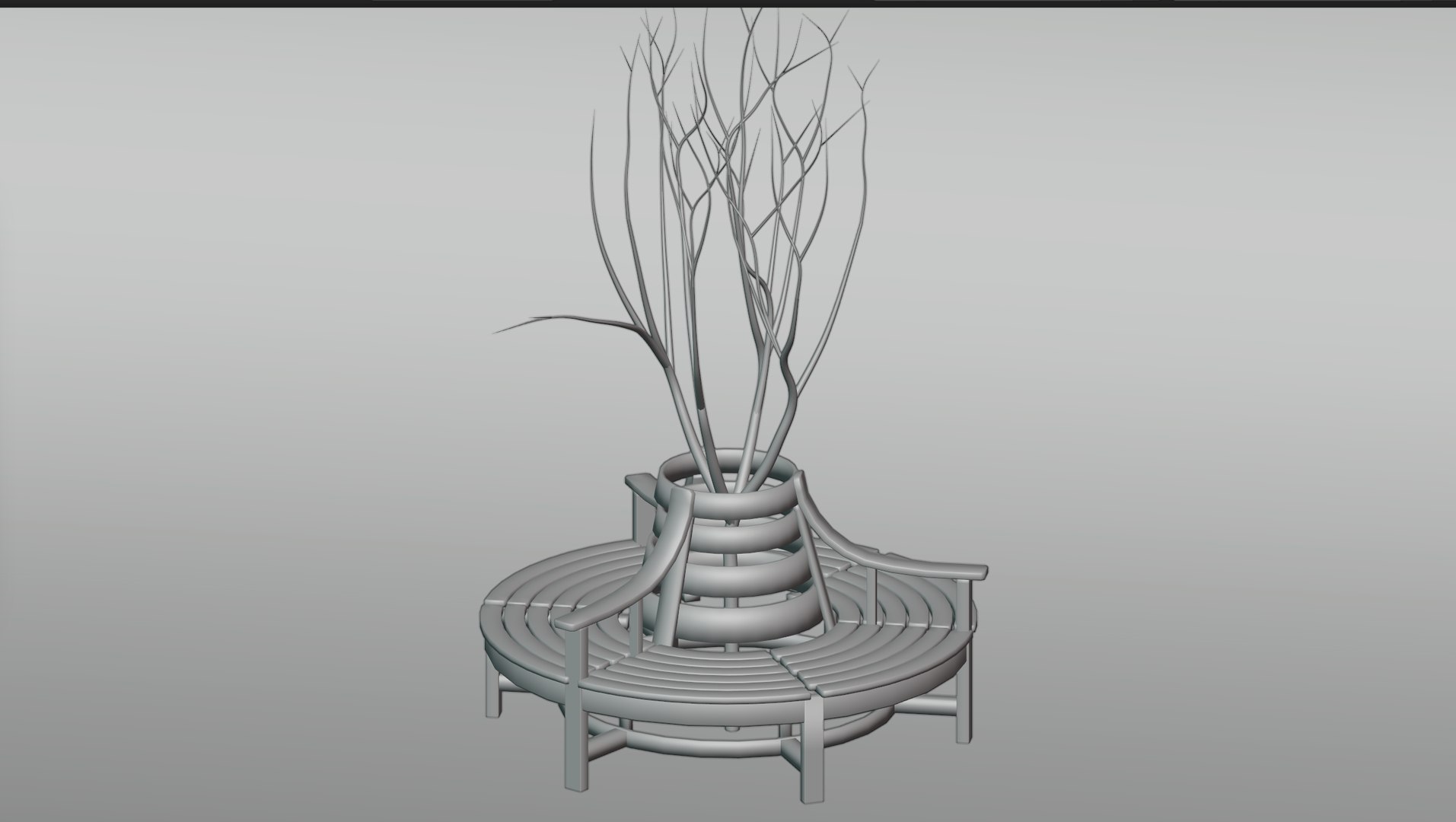 3D Round bench with dry tree - TurboSquid 1808028