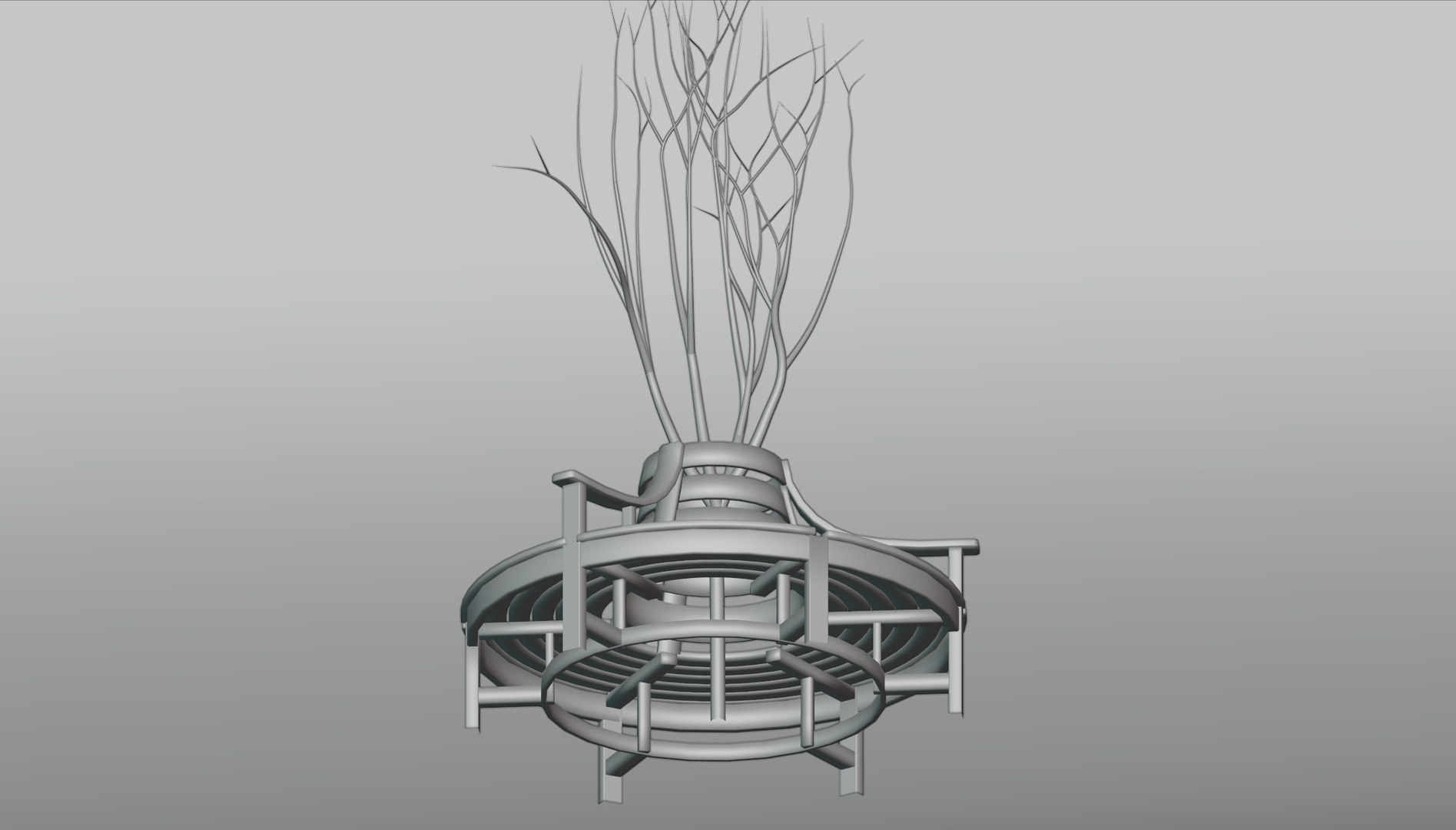 3D Round bench with dry tree - TurboSquid 1808028