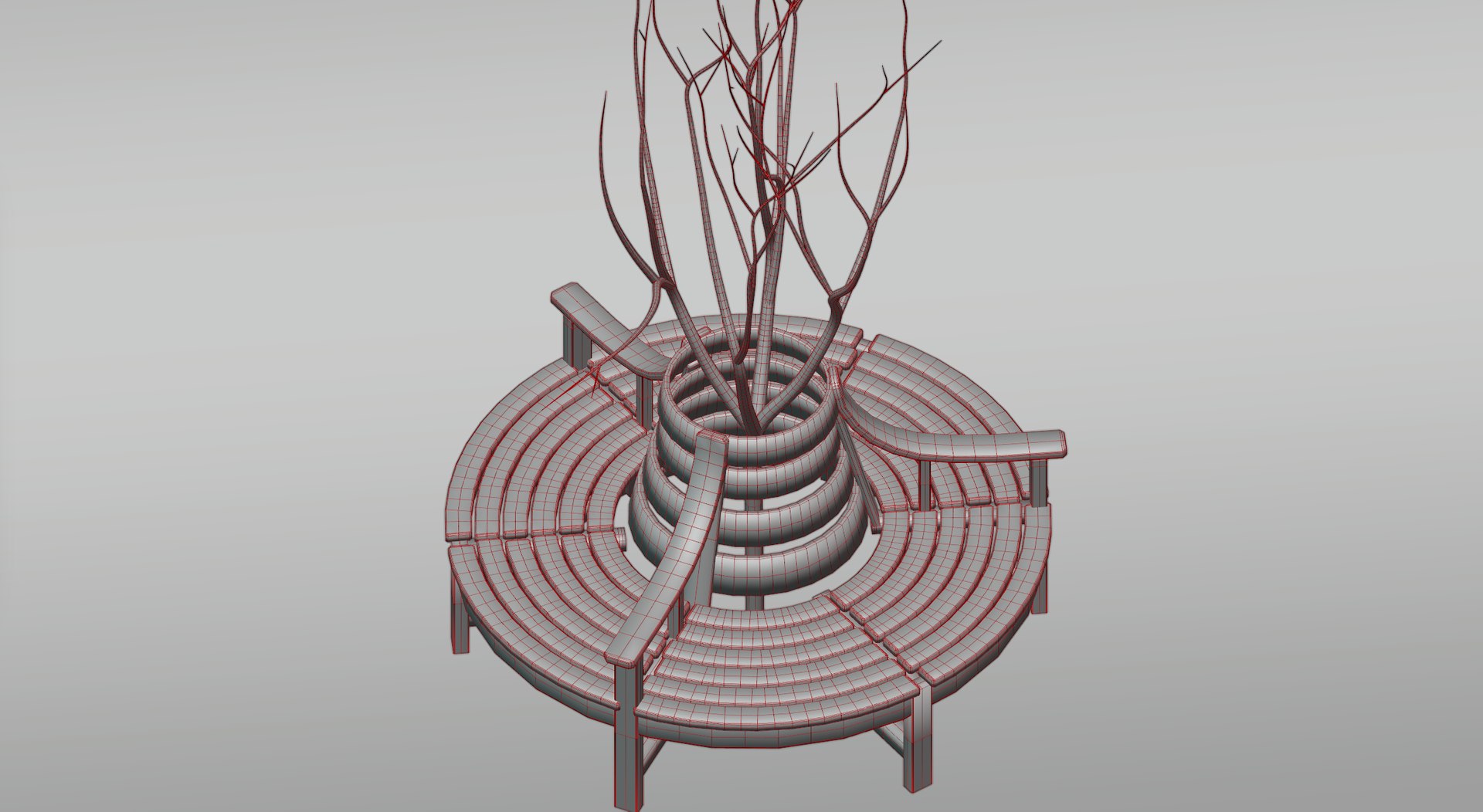 3D Round bench with dry tree - TurboSquid 1808028