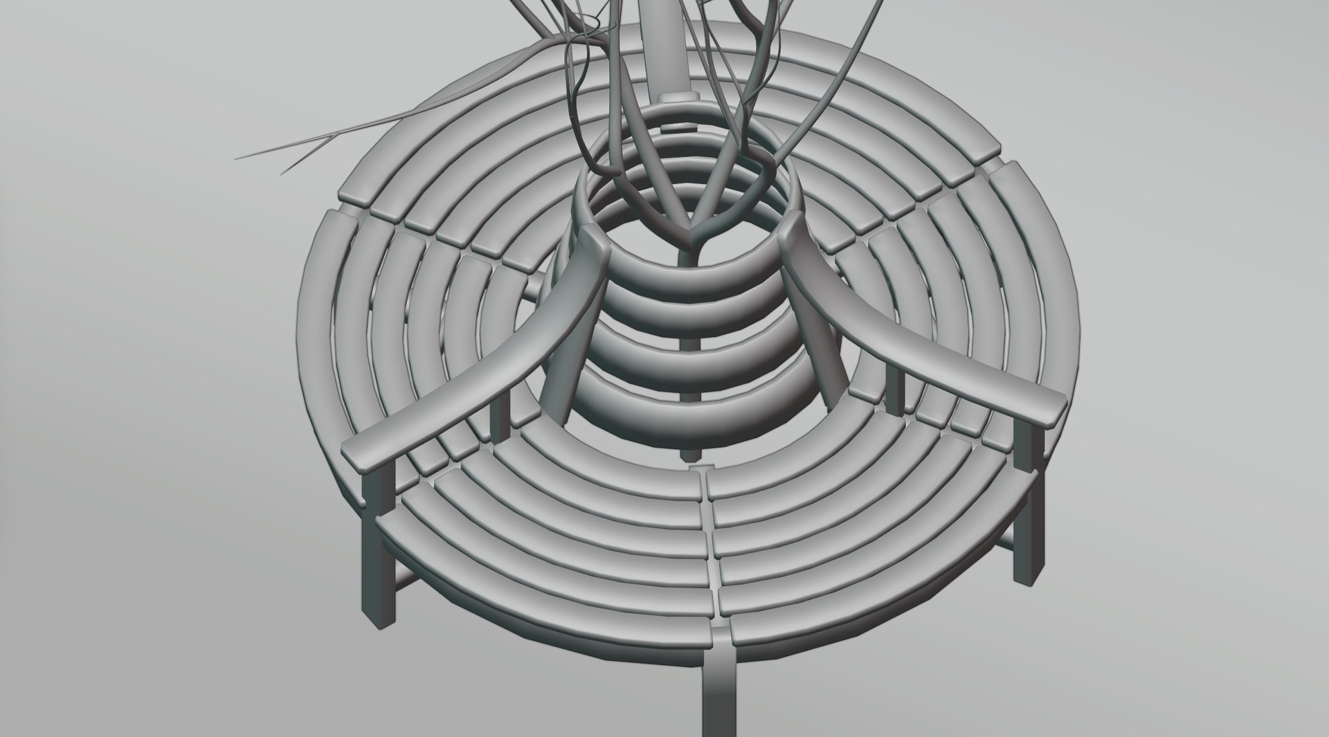 3D Round bench with dry tree - TurboSquid 1808028
