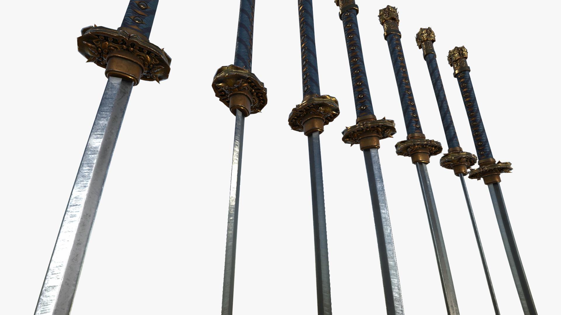 3D Model Fantasy Sword RPG Japanese Nodachi Katana Uchigatana Tachi Nagamaki Wakizashi Odachi ...