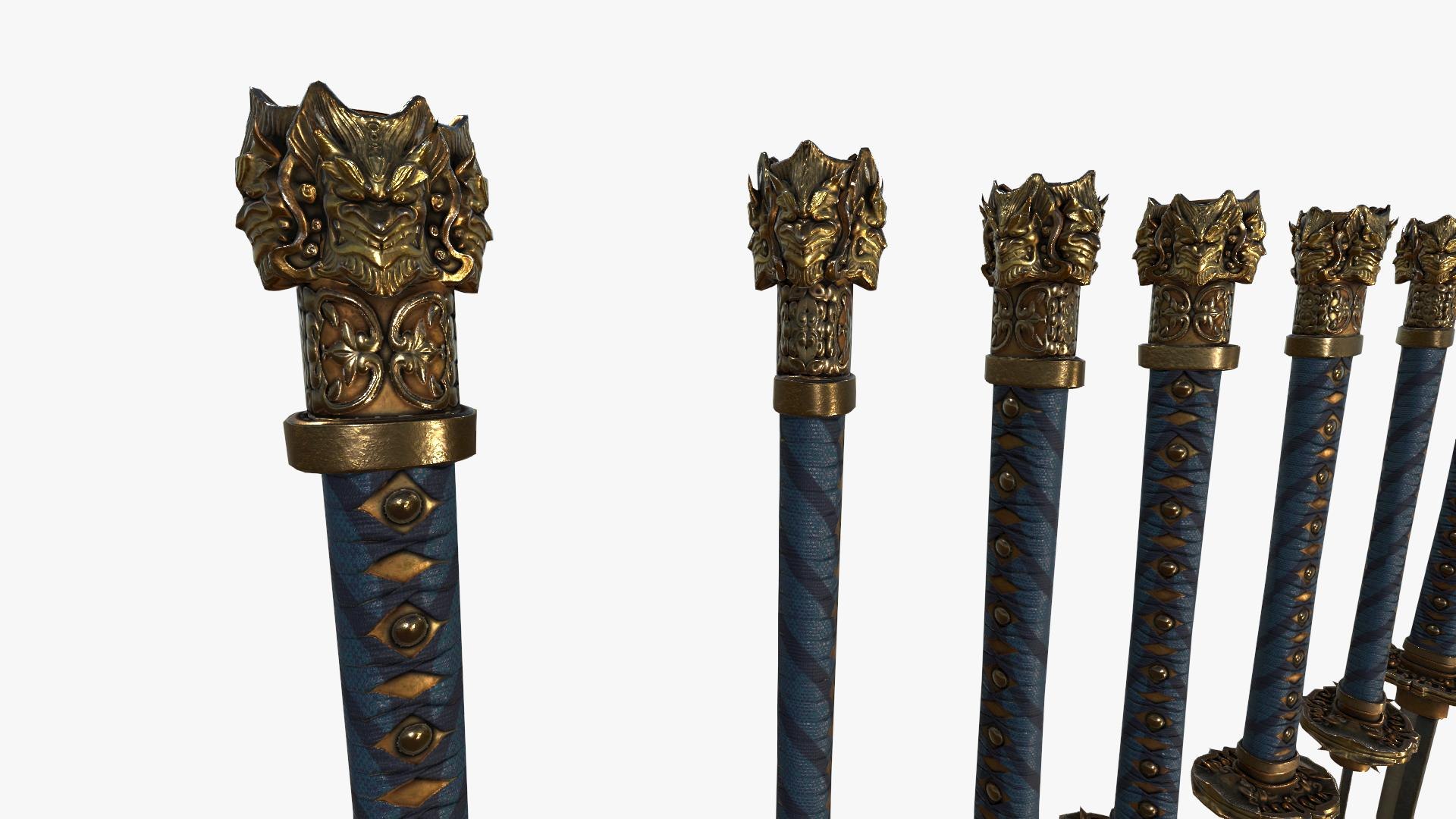 3D Model Fantasy Sword RPG Japanese Nodachi Katana Uchigatana Tachi ...
