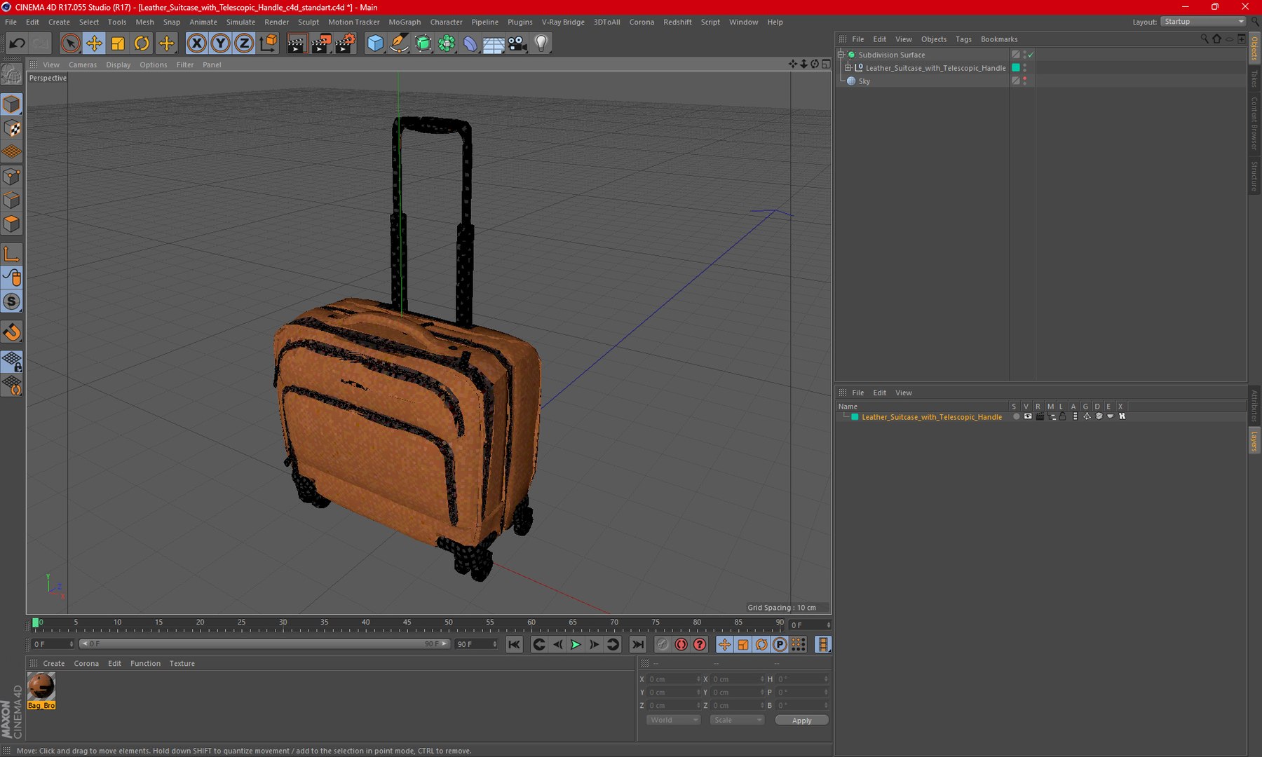 Leather Suitcase With Telescopic Handle 3D Model - TurboSquid 2232754