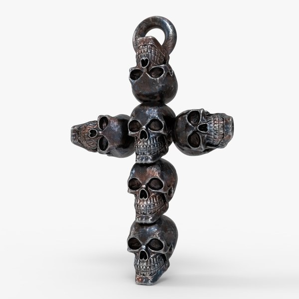 Cruz de caveira de metal desgastada em aço Modelo 3D - TurboSquid 2134333
