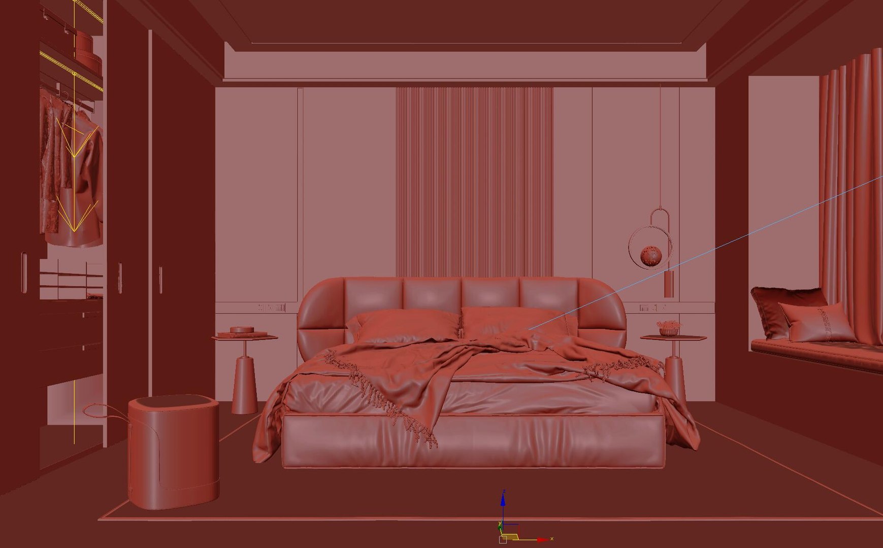 3D Cozy Bedroom Interior Scene - TurboSquid 2193638