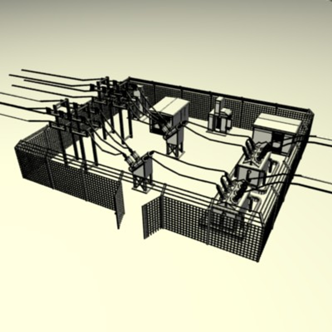 substation buildings 3d model