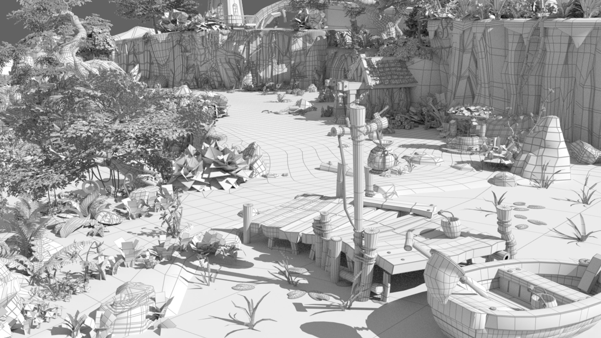 3D scene cartoon trees - TurboSquid 1214100