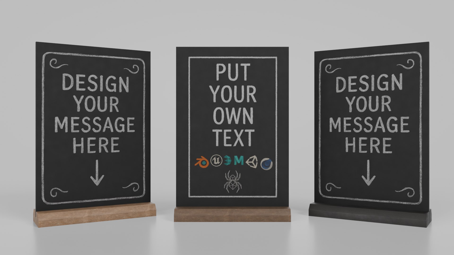 Versatile Rectangular Chalkboard Set 3D Model - TurboSquid 2407245