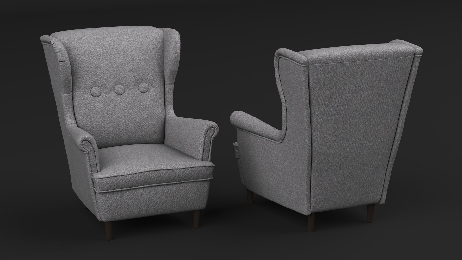 Armchair For Children Room IKEA STRANDMON Grey 3D Model - TurboSquid ...