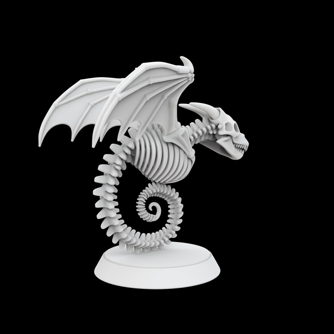 Ancient Bone Dragon Curled Statue 3D Print Model Model - TurboSquid 2478055
