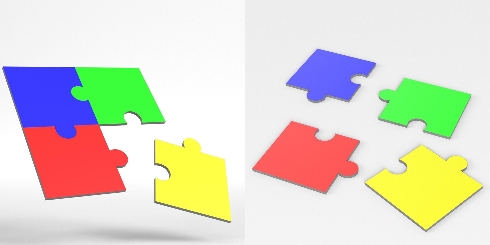 3D 2x2 Jigsaw Puzzle Pieces - TurboSquid 2122651