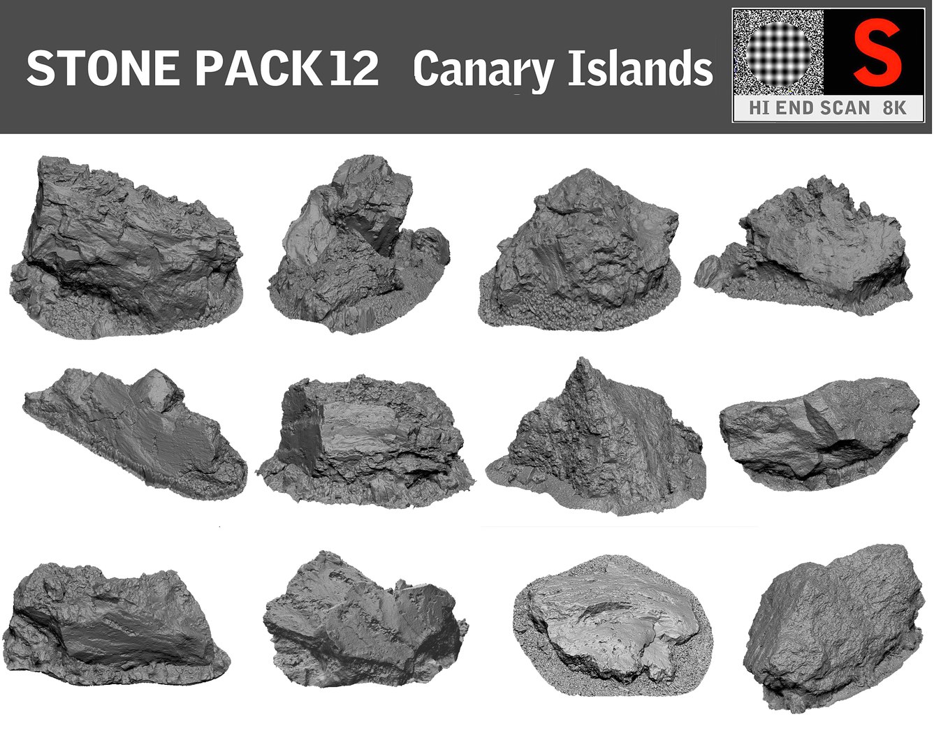 3d Stone Pack 12 Hd