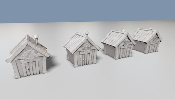 3D Cartoon Houses Four Elements - TurboSquid 1759065