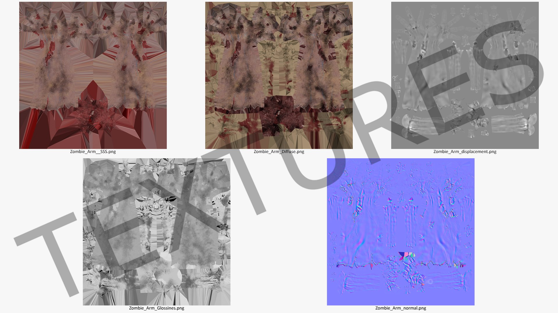 3D Bloody Zombie Arms Rigged Model - TurboSquid 1479590