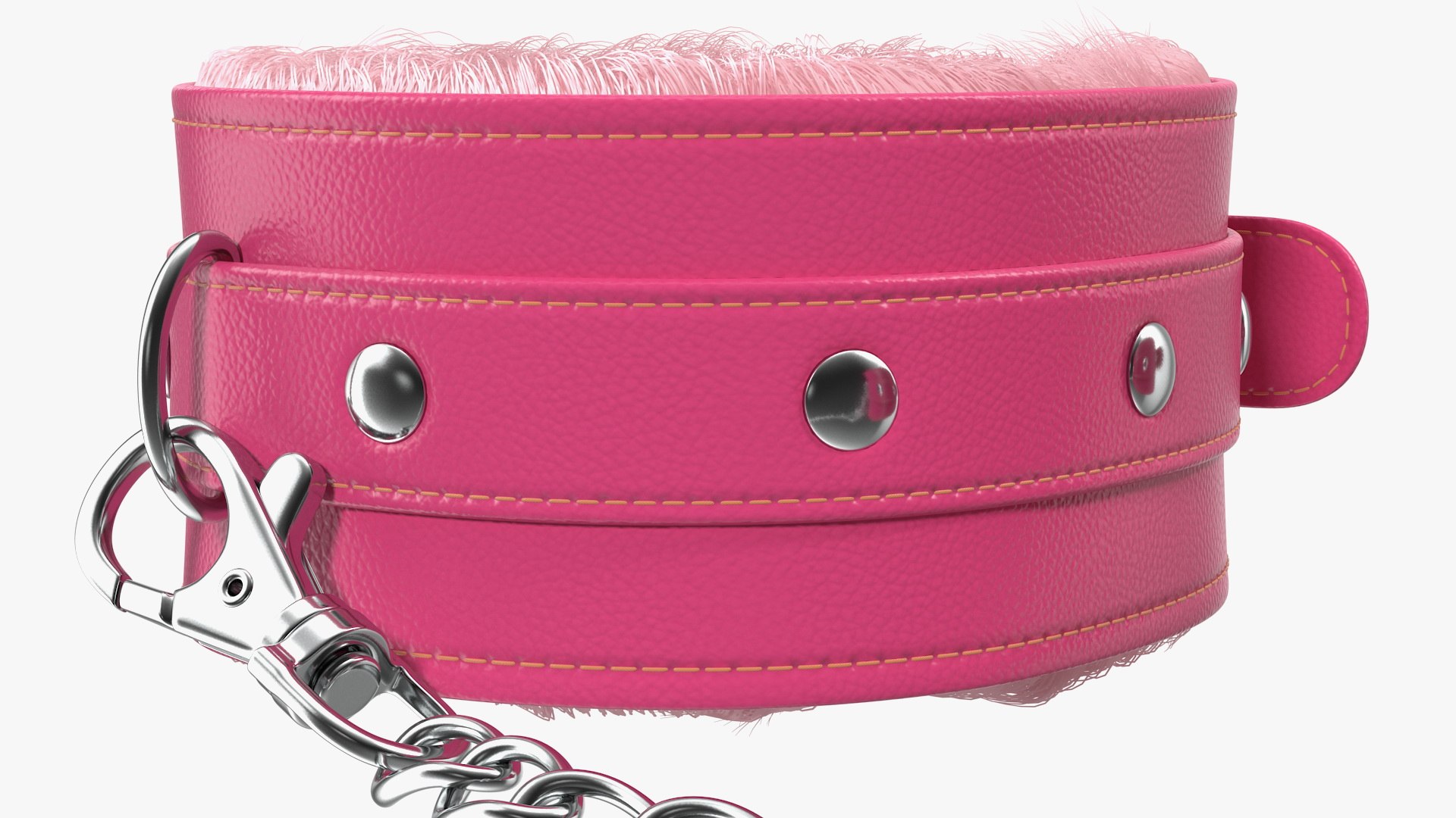 Leather handcuffs pink fur 3D - TurboSquid 1642125