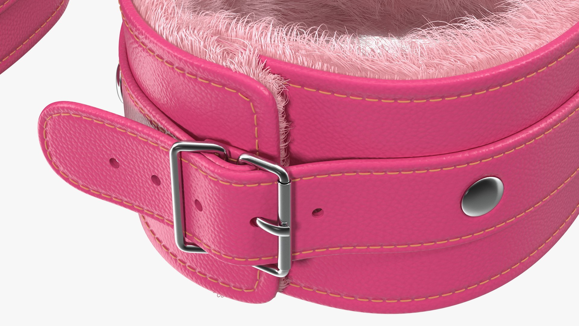 Leather handcuffs pink fur 3D - TurboSquid 1642125