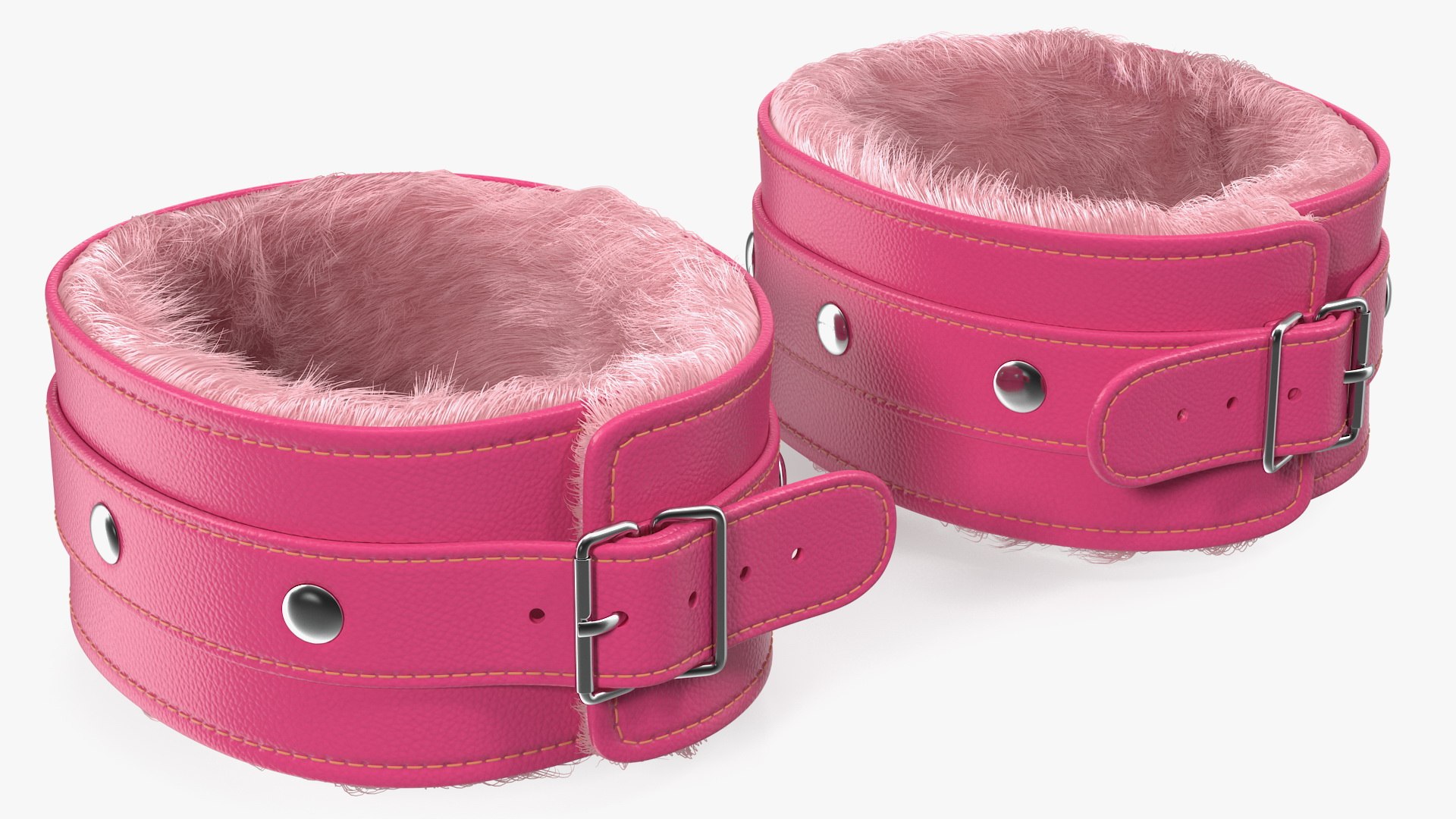 Leather handcuffs pink fur 3D - TurboSquid 1642125