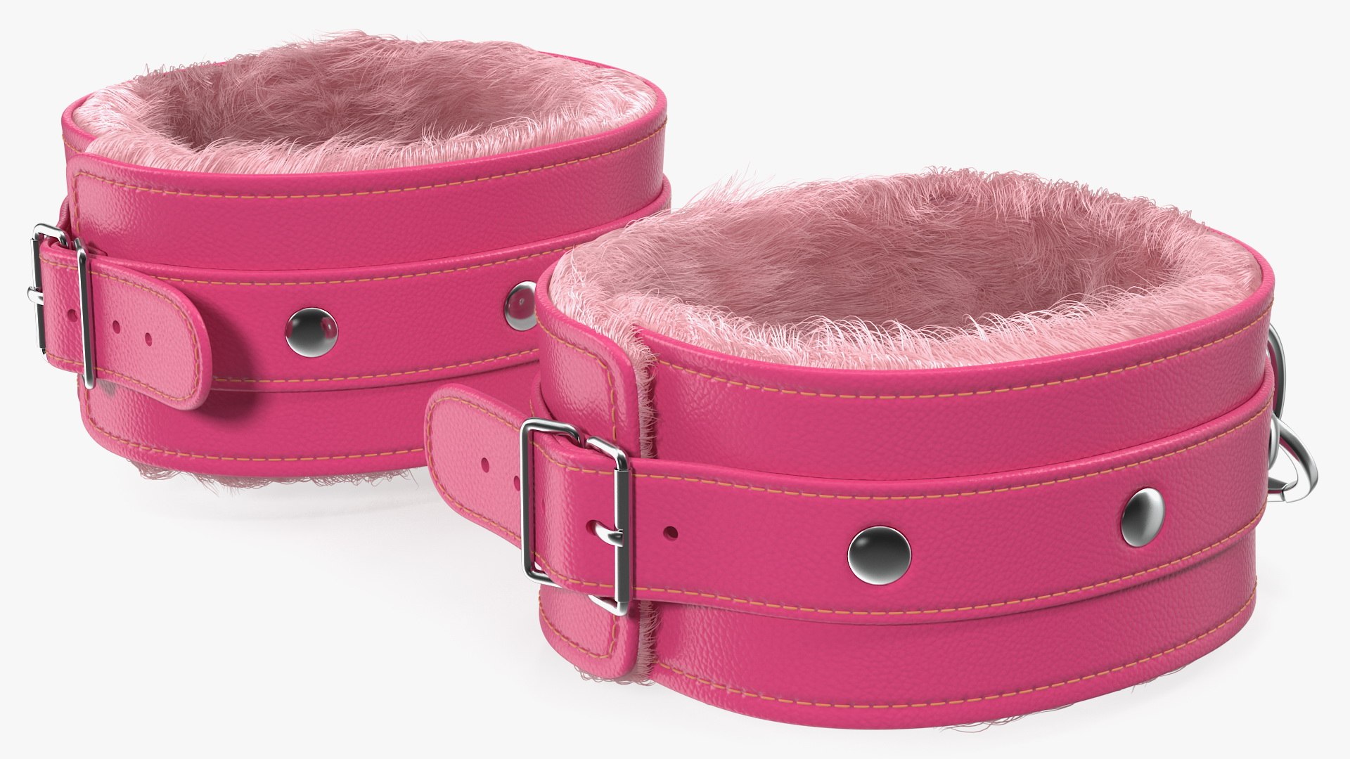 Leather handcuffs pink fur 3D - TurboSquid 1642125