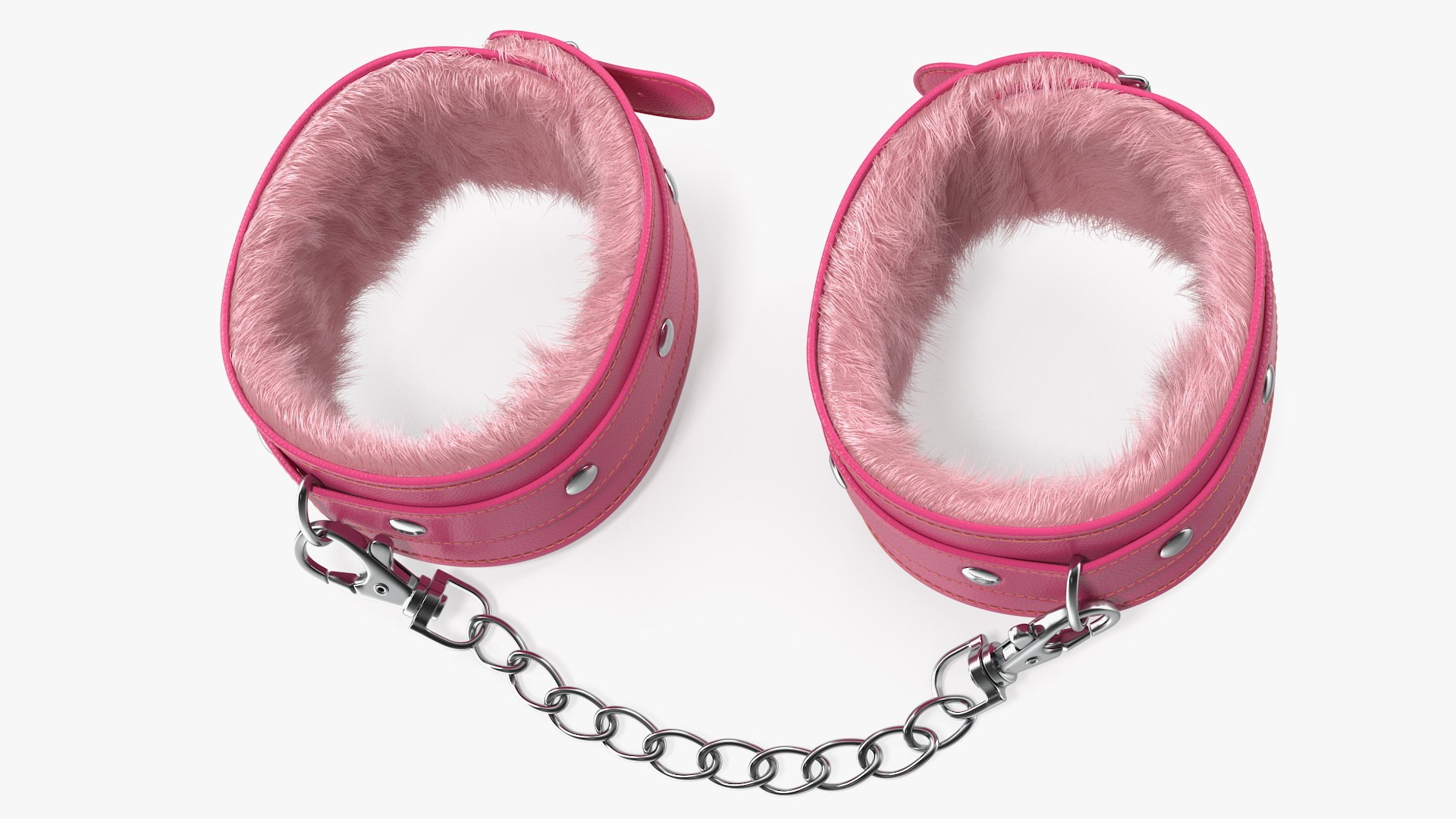 Leather handcuffs pink fur 3D - TurboSquid 1642125