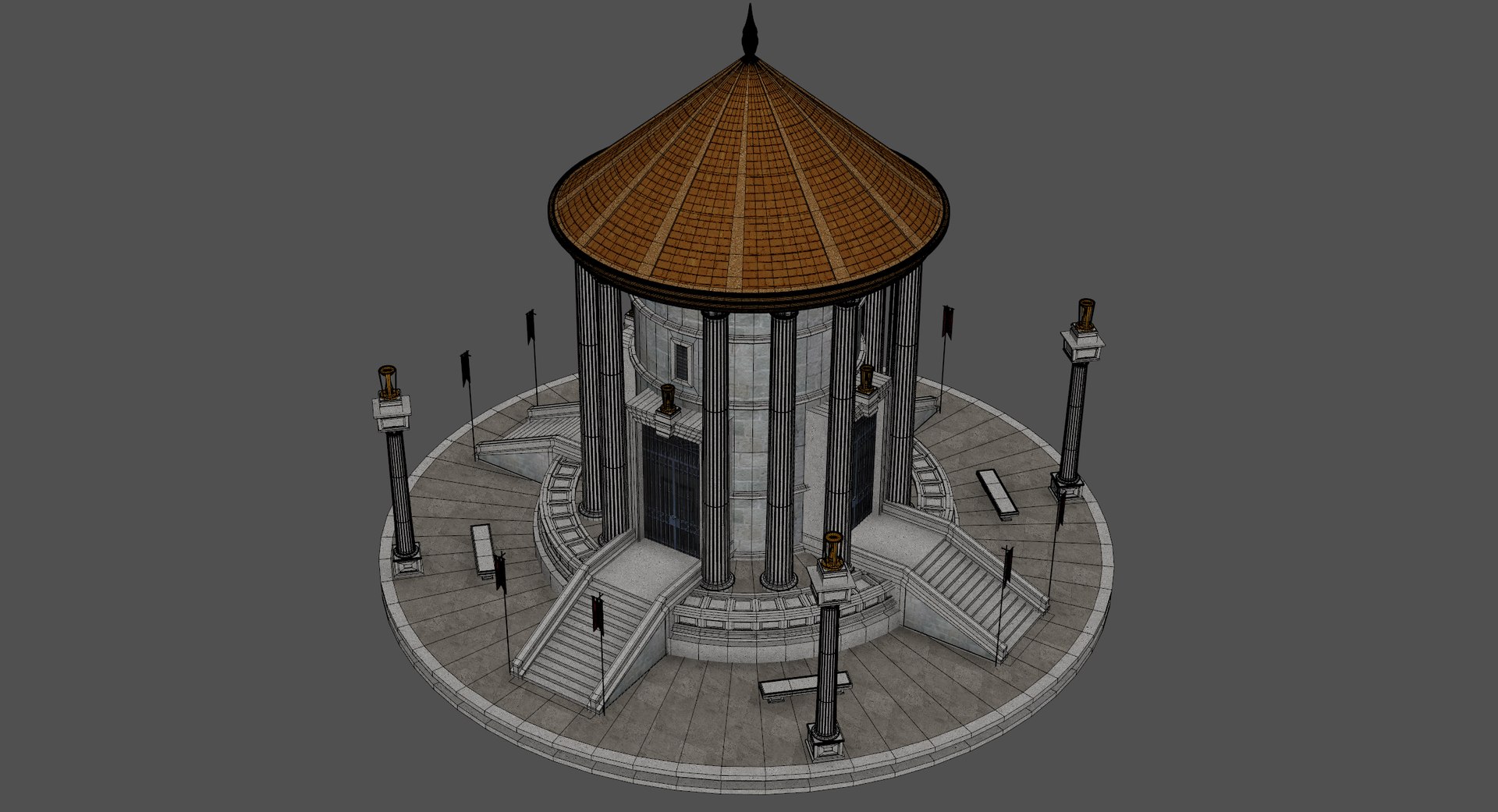 3D Roman Mini Temple - TurboSquid 2339468