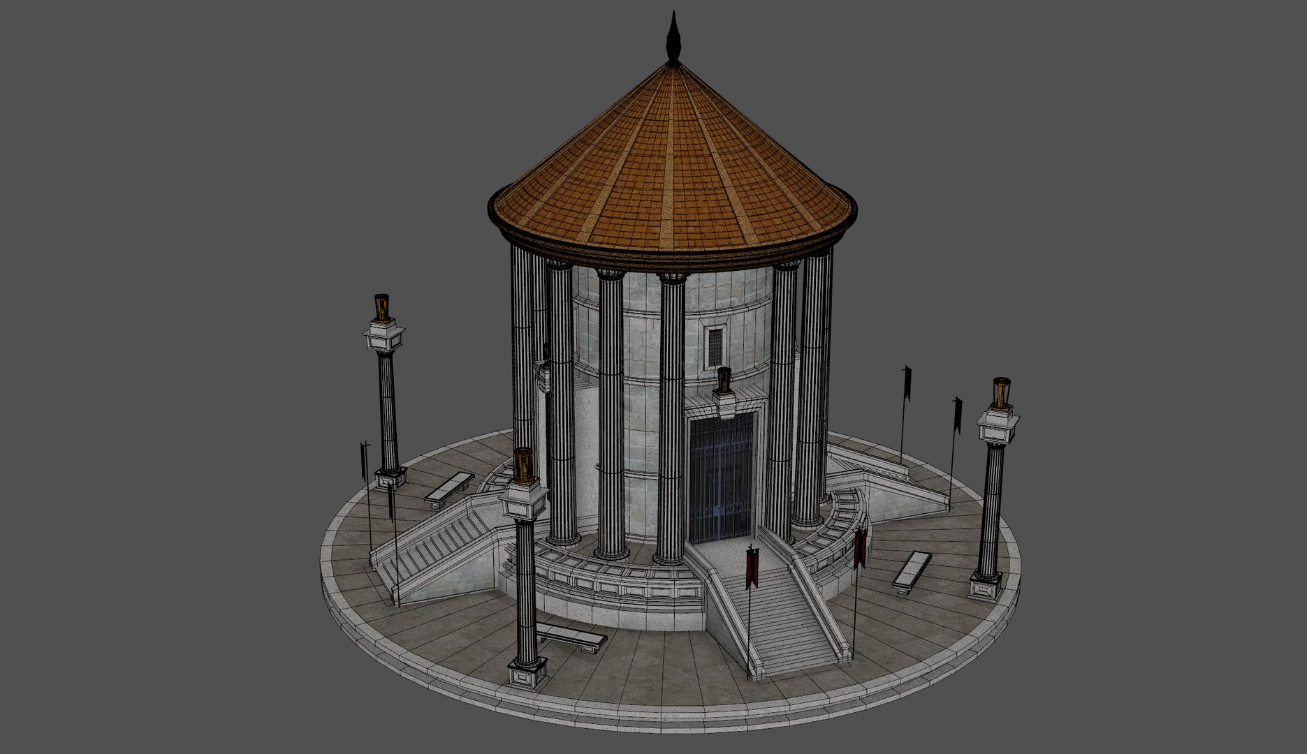 3D Roman Mini Temple - TurboSquid 2339468