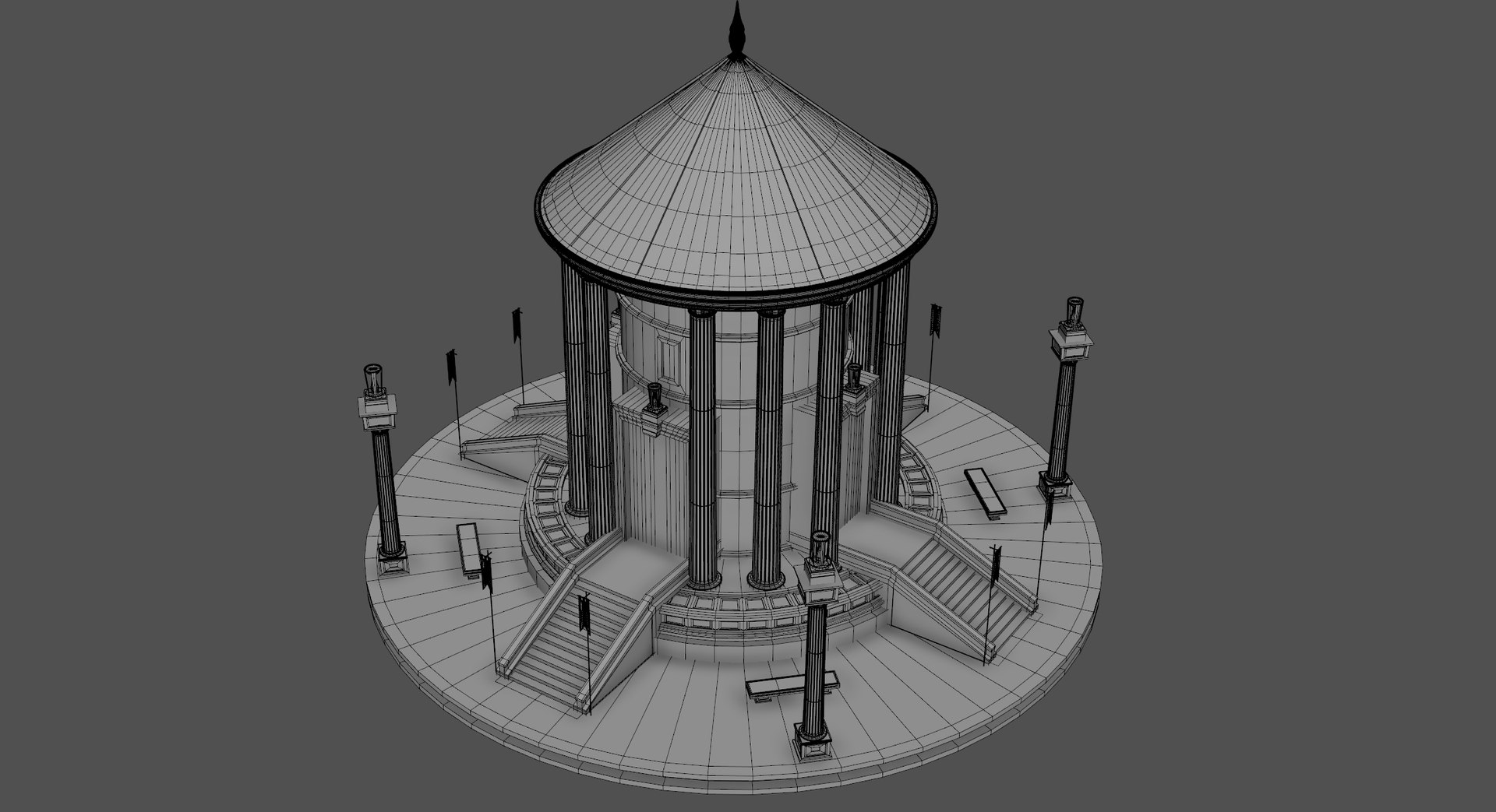 3D Roman Mini Temple - TurboSquid 2339468