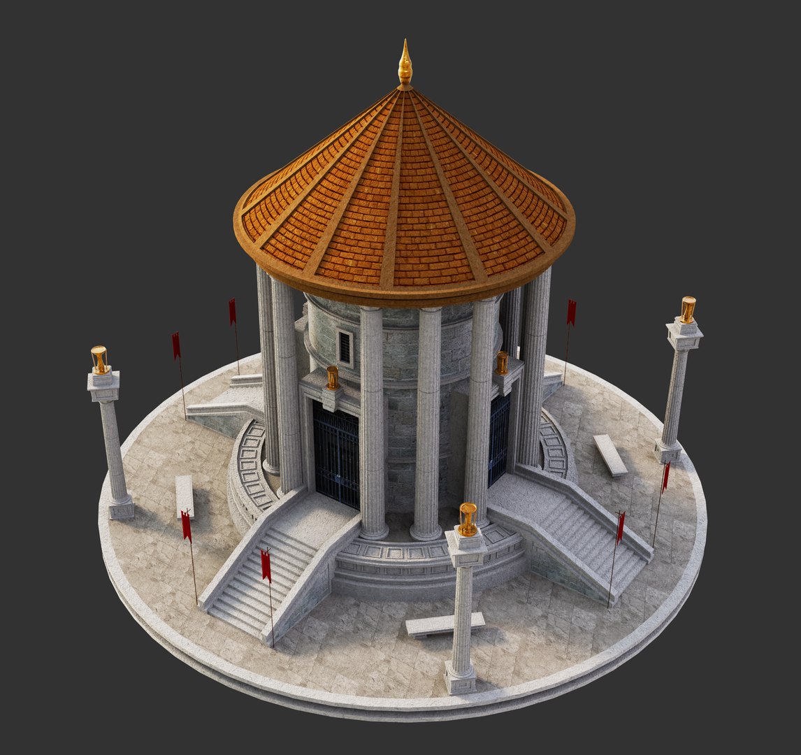 3D Roman Mini Temple - TurboSquid 2339468