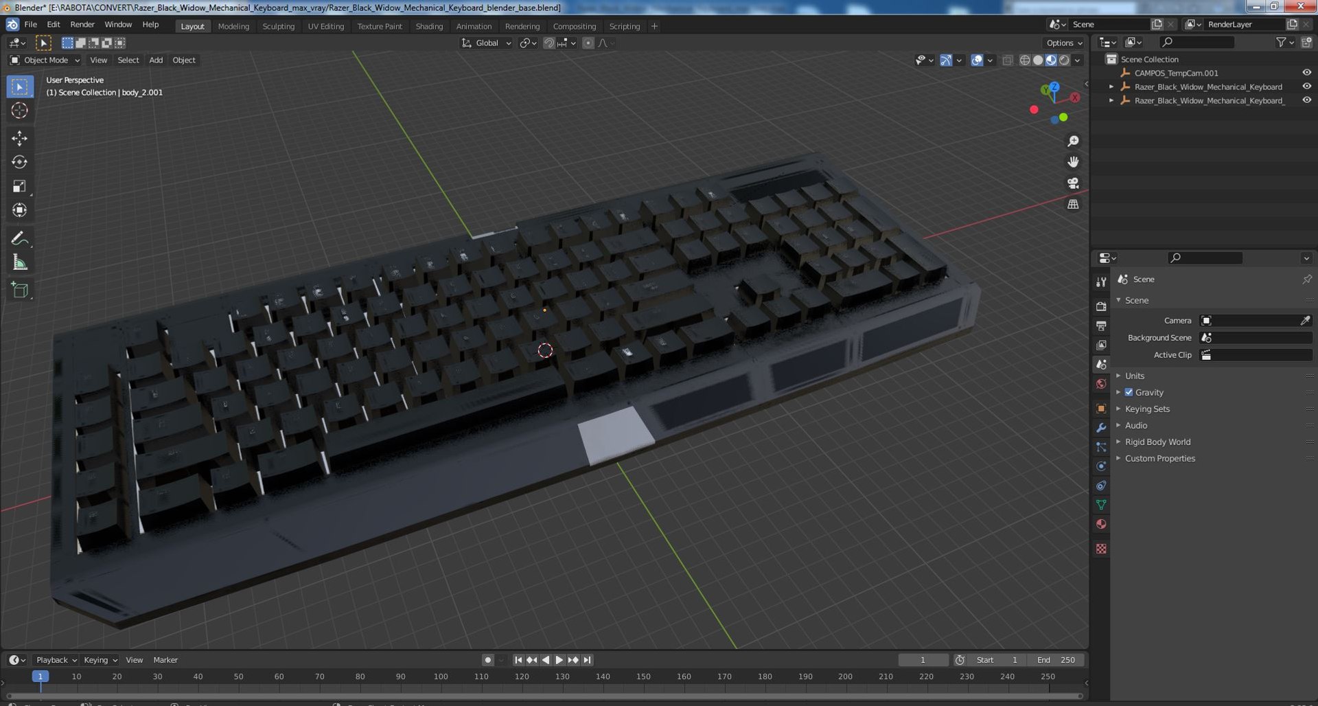 3D Razer Black Widow Mechanical Keyboard model - TurboSquid 2131005