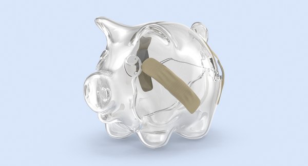 3d broken glass piggy bank