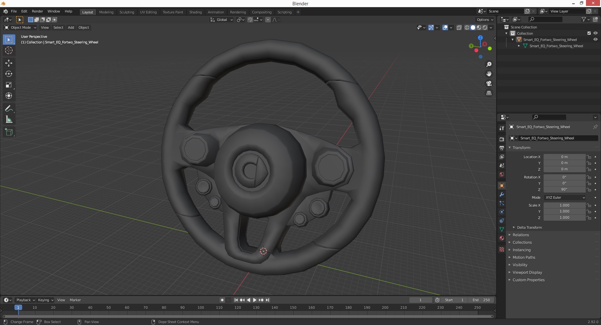 Smart Eq Fortwo Steering Wheel 3D Model - TurboSquid 1645915