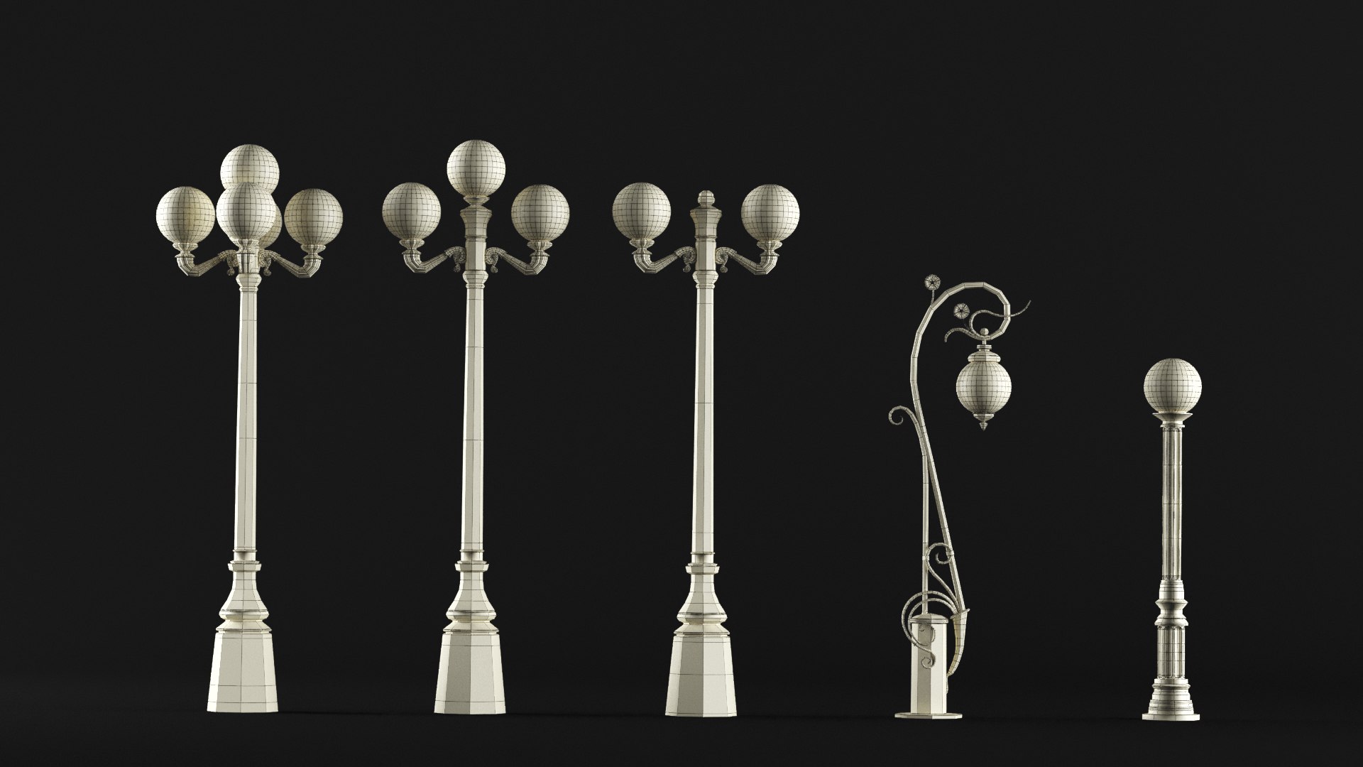 10 Street Lamps Base Mesh Vol 01 3D - TurboSquid 2121888