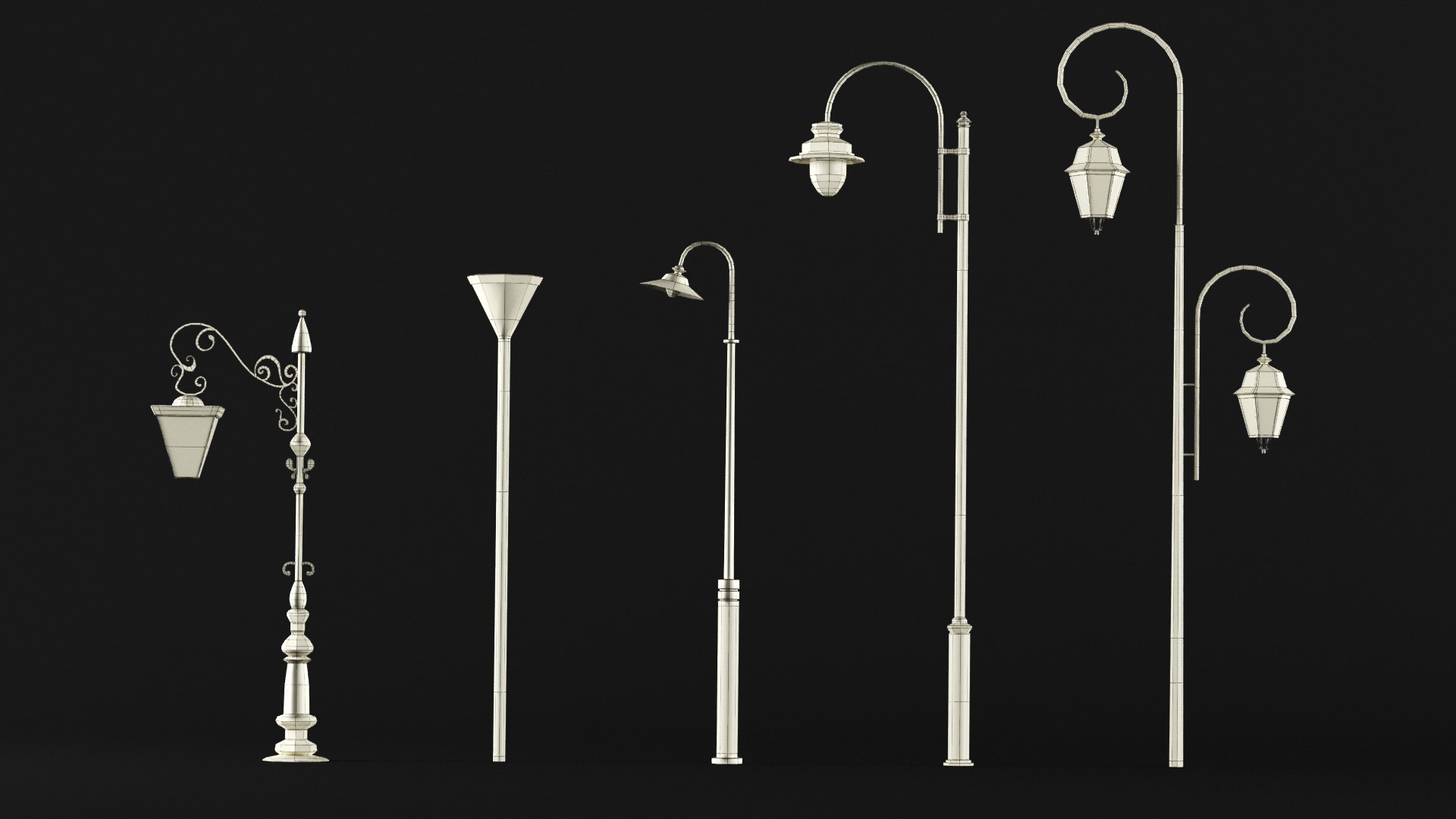 10 Street Lamps Base Mesh Vol 01 3D - TurboSquid 2121888