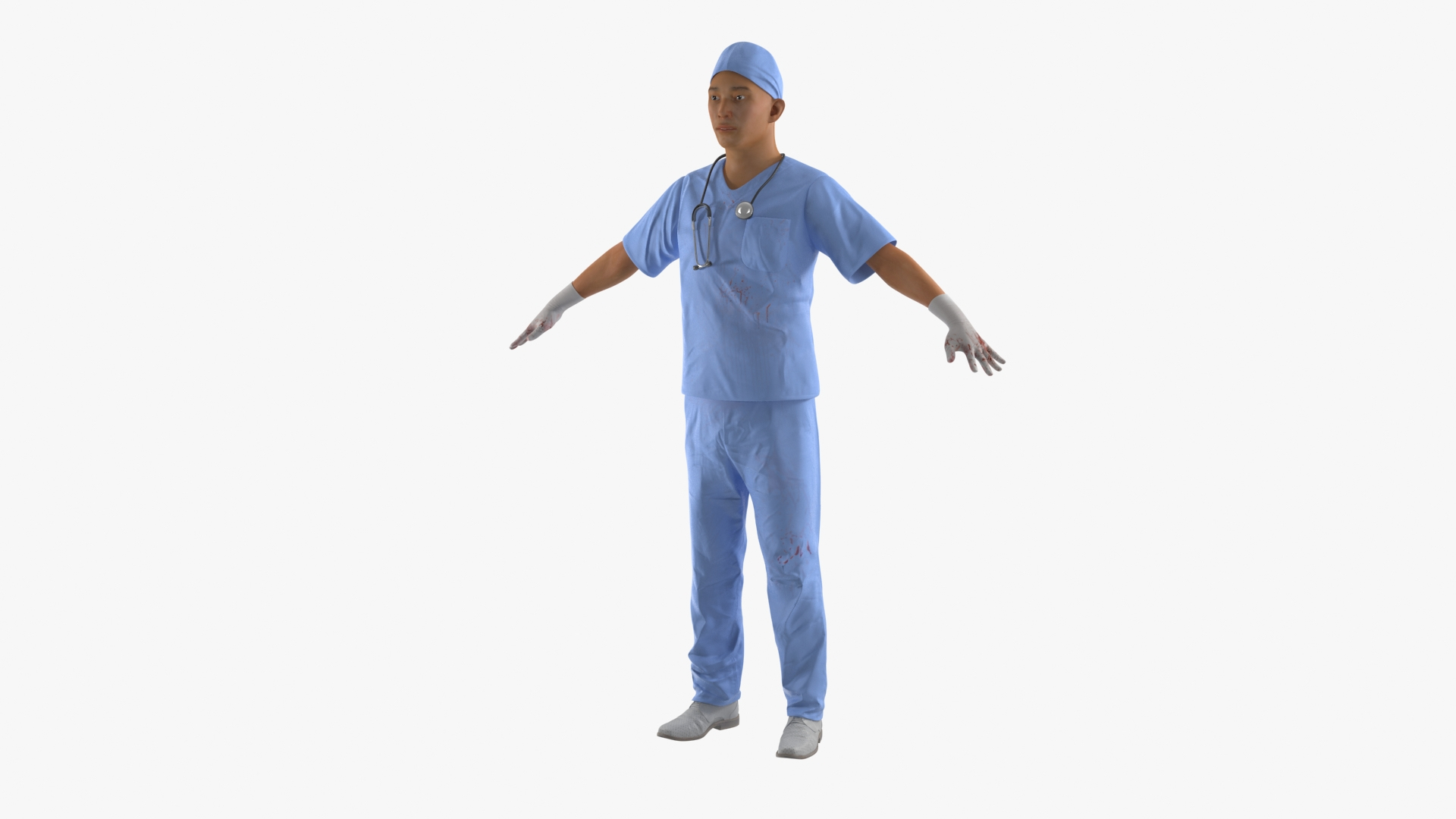 3D Young Asian Male Doctor Blood Stained Rigged For Cinema 4D ...