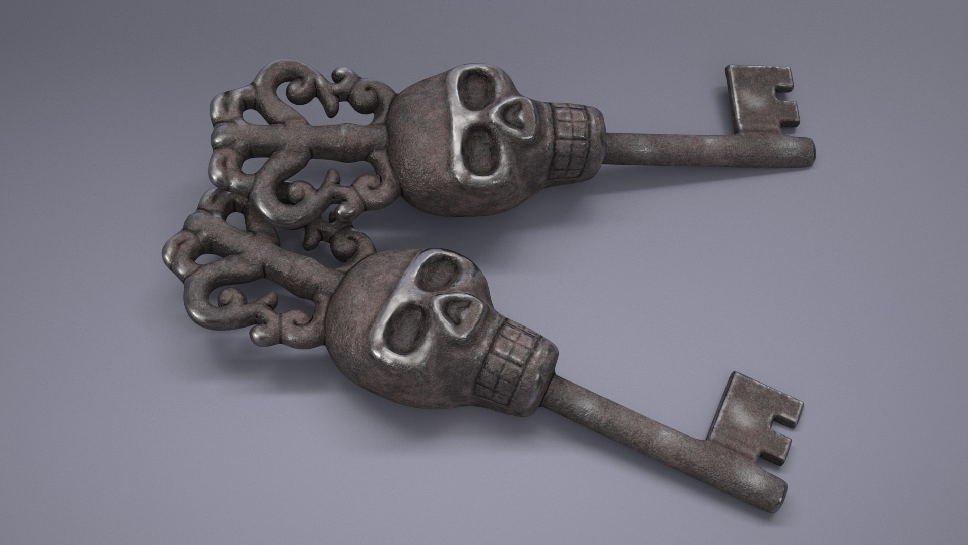 Ornate Skull Gothic Key Steel 3D Model - TurboSquid 2246198