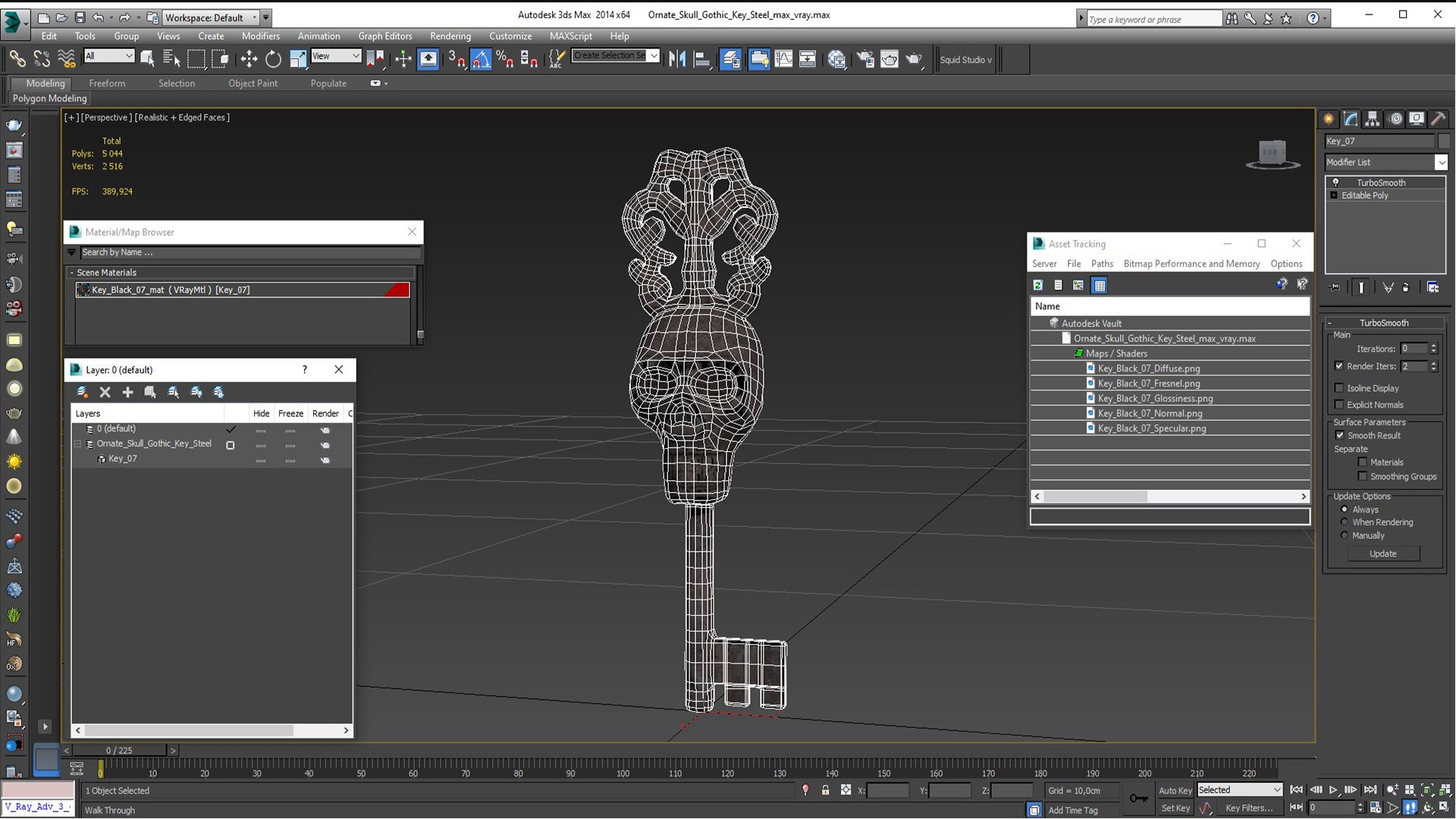 Ornate Skull Gothic Key Steel 3D Model - TurboSquid 2246198