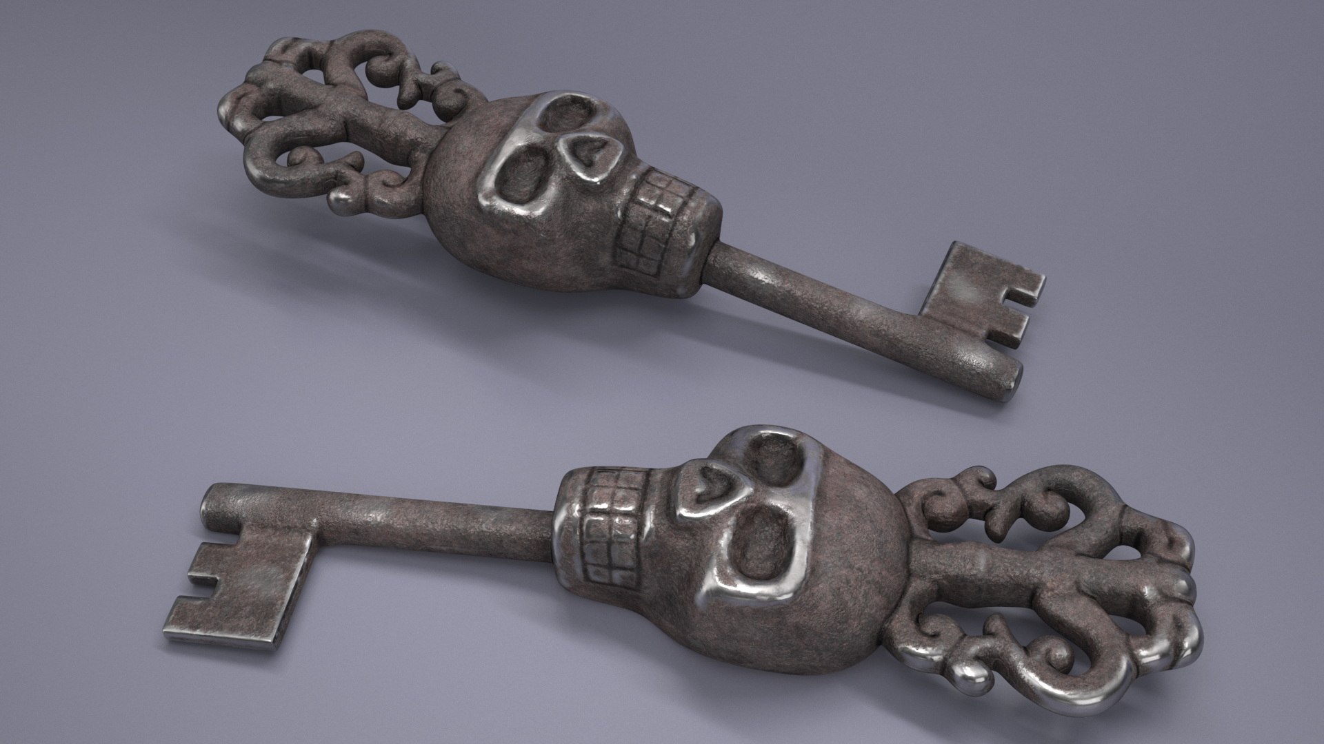 Ornate Skull Gothic Key Steel 3D Model - TurboSquid 2246198