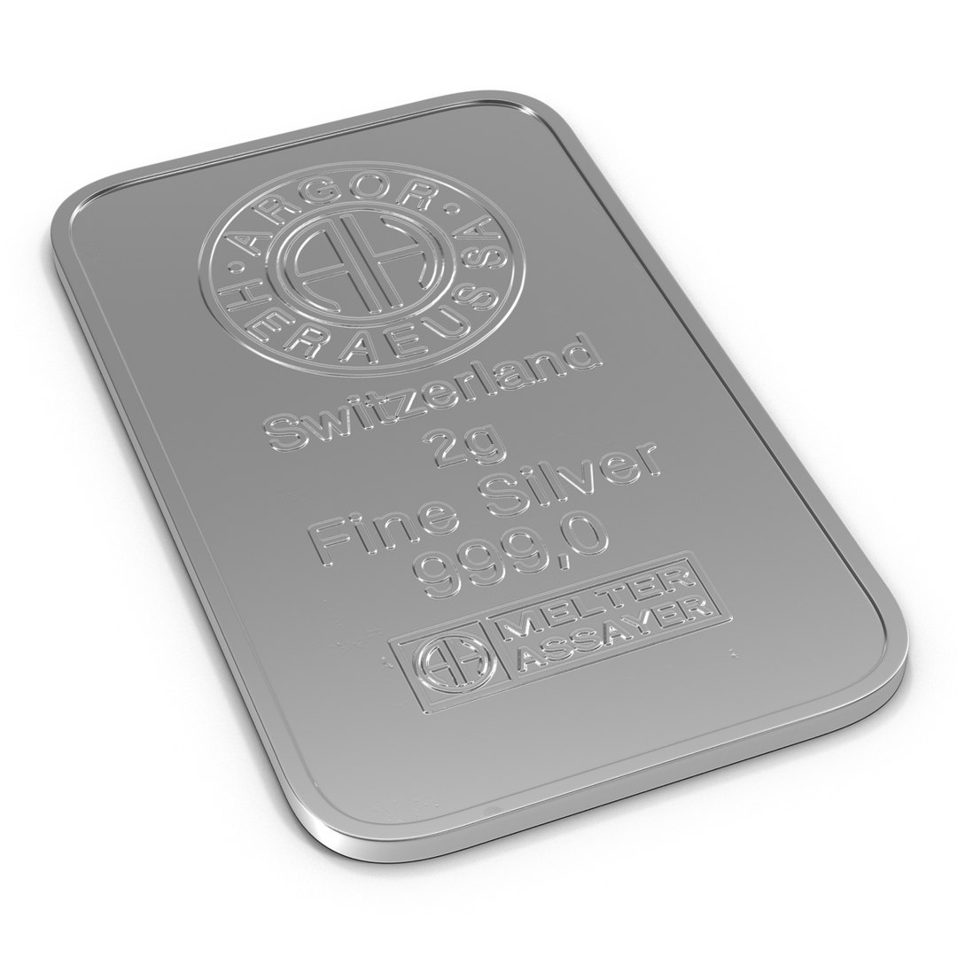 3d Model Silver Bar 2g 2